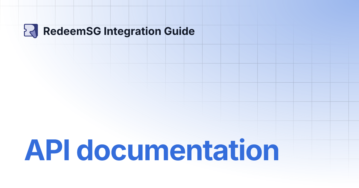 API documentation | RedeemSG Integration Guide